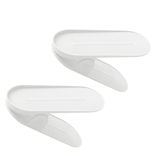 Baluue 6 pcs Shoe Small Rack Stacker High Stand Shoes Support Removable Slipper Plastic Slots Saver Cabinet Space-Saving Holder Organizer, Stands Layer Adjustable Heel for