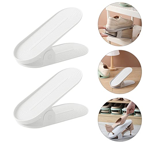 Baluue 6 pcs Shoe Small Rack Stacker High Stand Shoes Support Removable Slipper Plastic Slots Saver Cabinet Space-Saving Holder Organizer, Stands Layer Adjustable Heel for