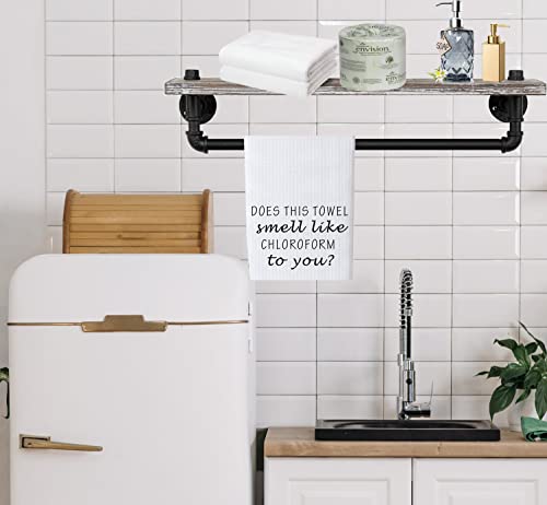 BSTGIFTS Industrial Pipe Shelf with Towel Bar,Wall Mounted Shelving with Towel Bar Rack for Bathroom, Wood Rack
