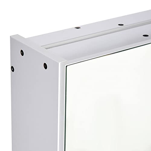 kleankin LED Medicine Cabinet, 35.5 x 29.5 Wall-Mounted Bathroom Vanity Mirror Organizer with Dimmer Touch Switch, Three Doors, and USB Charged, White