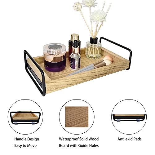 Bathroom Vanity Tray,Dorhors Bathroom Counter Tray Wooden Decorative Tray with Handles for Bathroom,Kitchen,Vanity