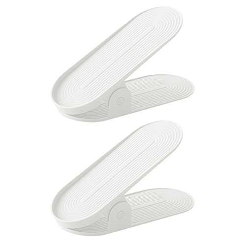Baluue 6 pcs Shoe Small Rack Stacker High Stand Shoes Support Removable Slipper Plastic Slots Saver Cabinet Space-Saving Holder Organizer, Stands Layer Adjustable Heel for