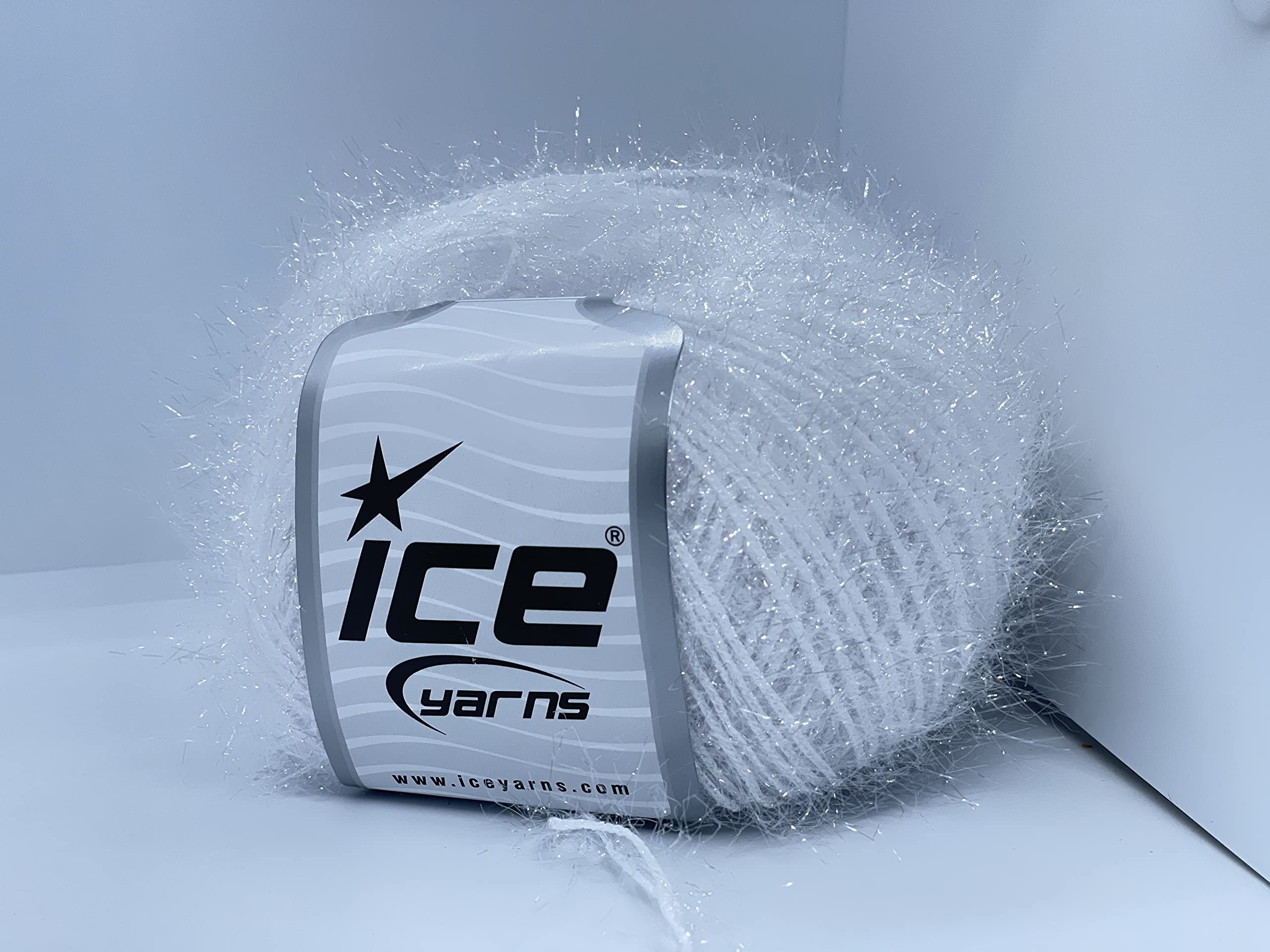 Sparkle Soft White - Ice Yarns Metallic Lurex Nylon Eyelash Yarn 50gr 153yds