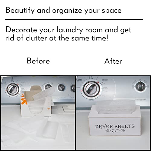 Jobelle Dryer Sheet Holder Magnetic Rustic Farmhouse Dryer Sheet Dispenser for Laundry Room Organization Storage and Decor Wooden Dryer Sheet Holder Container Box for Fabric Softener Sheets With Two Wool Dryer Balls