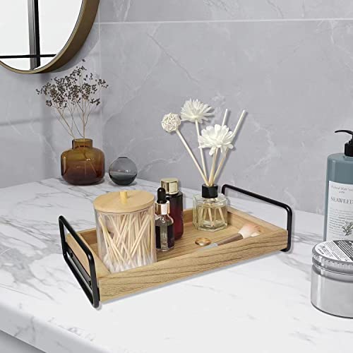 Bathroom Vanity Tray,Dorhors Bathroom Counter Tray Wooden Decorative Tray with Handles for Bathroom,Kitchen,Vanity