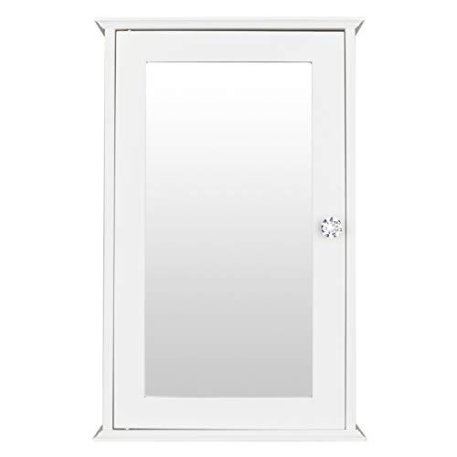 Bathroom Wall Cabinet, White Bathroom Wall Cabinet , with Mirror Single Door and 5 Compartment Storage Cabinet, Wood Hanging Cabinet, Kitchen Medicine Storage Organizer, for Bathroom (With Mirror,)