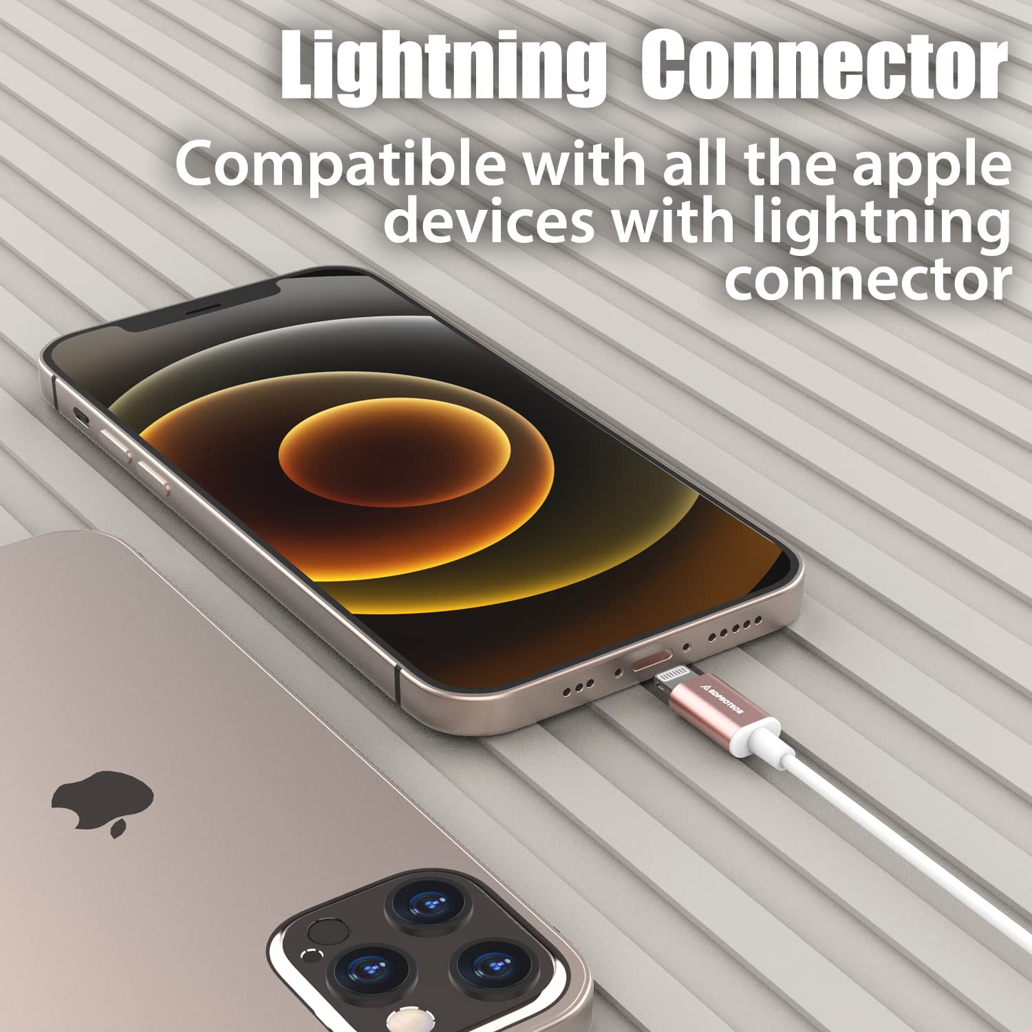 ADPROTECH Lightning Headphones iPhone Earbuds with Ear-Hook Sports Earphones for iPhone 14 13 12 11 Pro Max iPhone X XS Max XR MFi Certified with Mic Rose Gold
