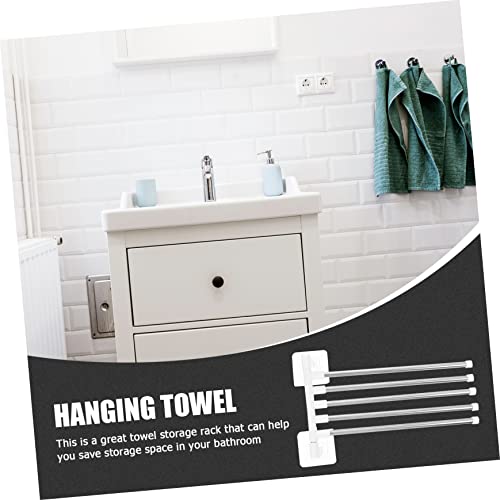 Zerodeko 5 Sets Rotating Towel Hanger Wall Hand Towel Rod Towel Display Rack Swivel Towel Bar Wall Towel Holder Wall Clothes Rack Wall Mounted Clothing Rack Multipurpose Towel Rack White Pp