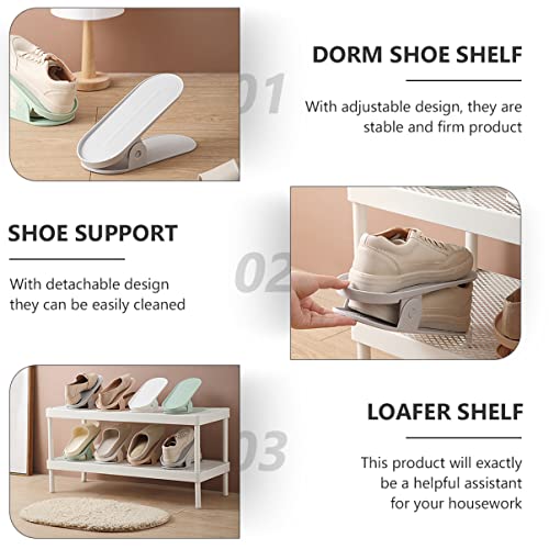 iplusmile Sneaker Thickened for Shelf Adjustable Holder Cabinet Bracket Clo, White Plastic Removable High Storage Clo Style Double-Layer Slipper Slots Support Stacker Dorm Shoe Organizer,