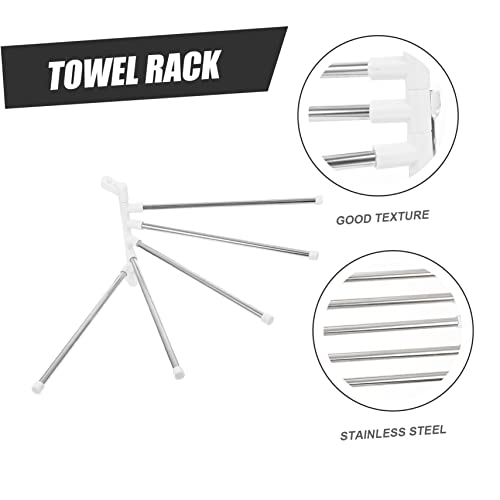 Zerodeko 5 Sets Rotating Towel Hanger Wall Hand Towel Rod Towel Display Rack Swivel Towel Bar Wall Towel Holder Wall Clothes Rack Wall Mounted Clothing Rack Multipurpose Towel Rack White Pp