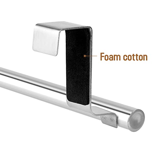 Stainless Steel Over The Door Towel Rack-Towel Holder Hang on Cabinet or Door for Kitchen, Bathroom, Laundry,Office -Holds Hanging Towels, Hand Towels,Dish Towel- 2 Pack (Silver)