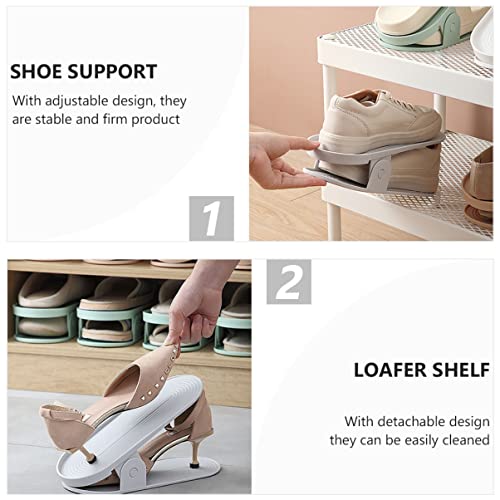 iplusmile Sneaker Thickened for Shelf Adjustable Holder Cabinet Bracket Clo, White Plastic Removable High Storage Clo Style Double-Layer Slipper Slots Support Stacker Dorm Shoe Organizer,