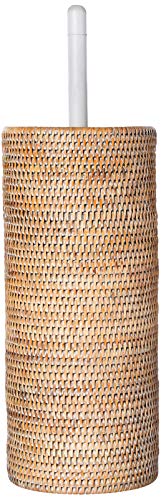 KOUBOO 1030058 La Jolla Hand Woven Rattan Toilet Roll Stand Pendant Lamp, White Wash