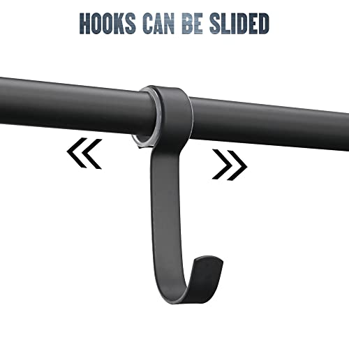 Yescom Foldable Towel Rack with Towel Hooks and Adjustable Towel Bar for Bathroom Wall Mounted 24 Inch 304 Stainless Steel Shelf Matt Black