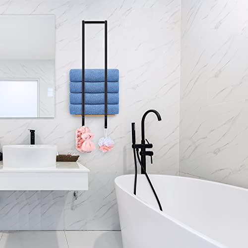 Towel Racks for Bathroom Wall Mounted, Bathroom Towel Storage, Bath Towel Holder for Folded Large Towel Washcloths, Stainless Steel Wall Towel Rack, Black