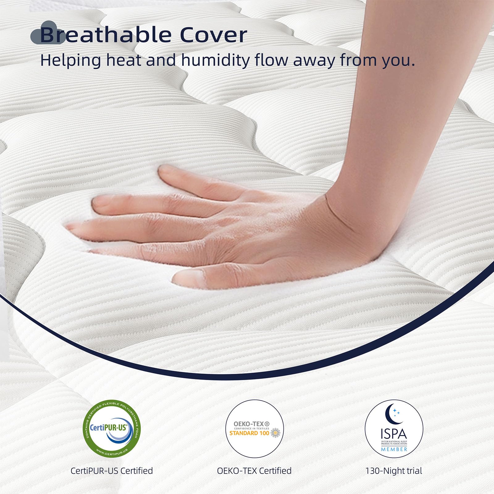 Crystli Queen Size Mattress 12 Inch Bed in A Box Hybrid Mattress with Zero Pressure Foam, Innerspring Mattress for Pressure Relief, Motion Isolation, Medium Firm, CertiPUR-US Certified