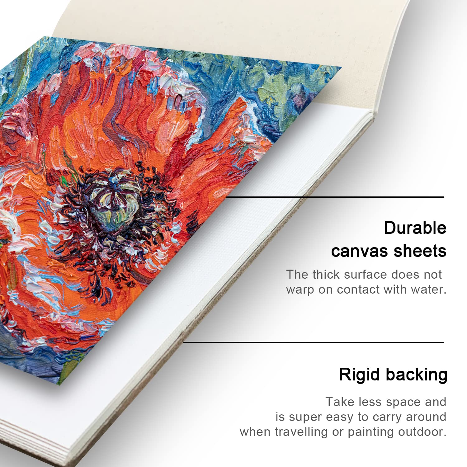 AUREUO Canvas Pad for Painting 10 Sheets, 10 Oz. - 9x12 Inch, 1 Pack - Triple Primed Glue Bound Cotton Canvas Paper for Oil and Acrylic Paints Art Supply for Mixed Media Painting