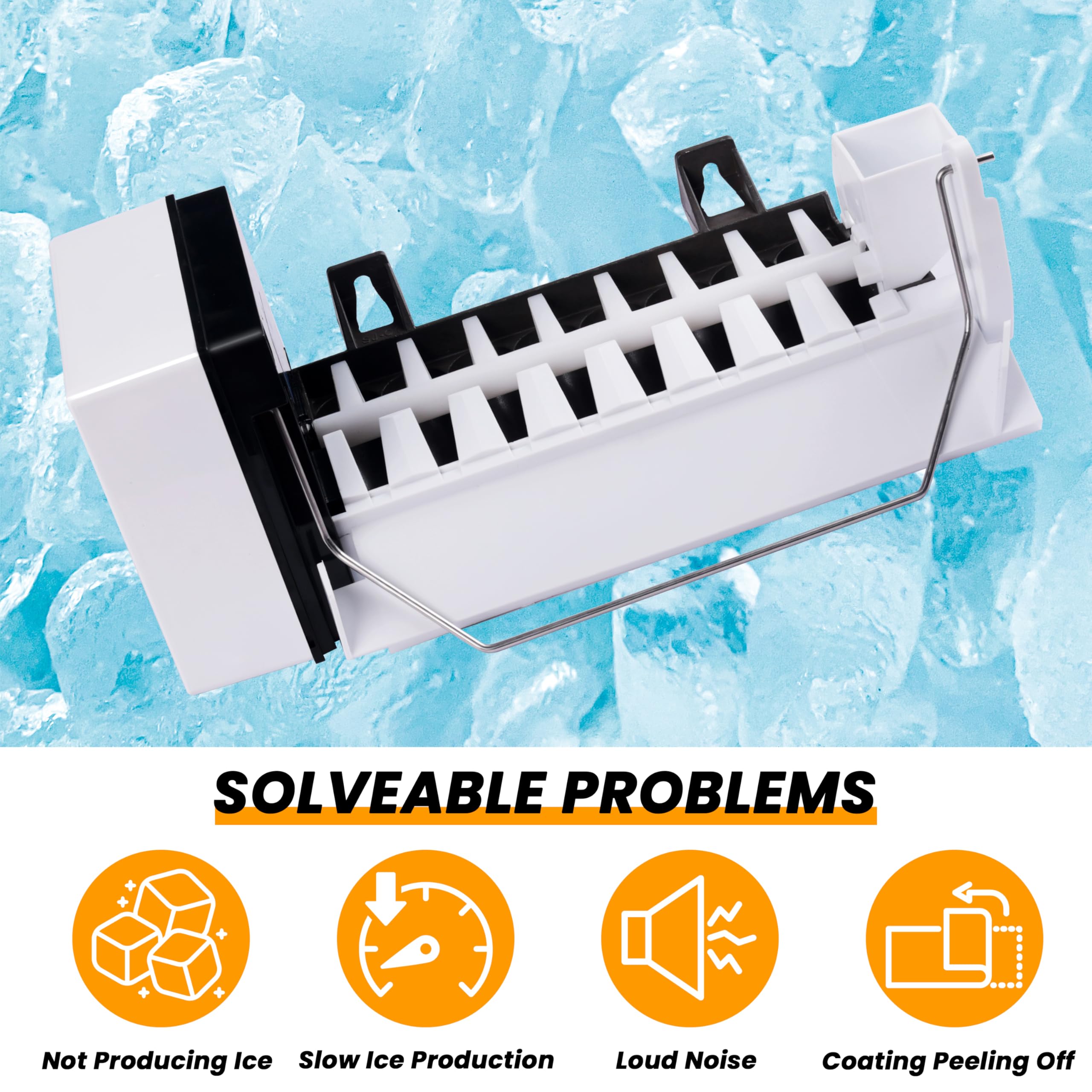 RARELEMON 2198597 W10190960, 2198597R Compatible Ice Maker for KitchenAid KSCS25INSS00, KSCS25INMS00 Refrigerator Models