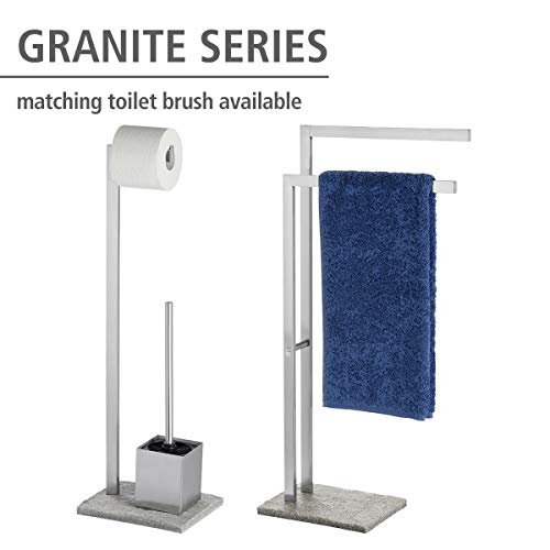 WENKO Granite Hand Towel Holder Stand for Bathroom, Double Tower Racks, Freestanding, 33.86 x 7.87 inch, Satinised
