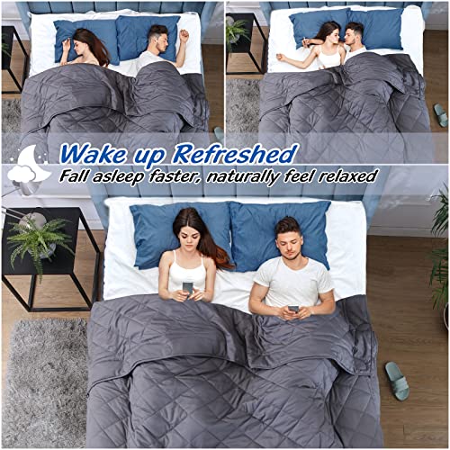 JOLLYVOGUE King Size Weighted Blanket 25 lbs-88''x104'' for Adult with Premium Fabric and Glass Beads, Dark Grey