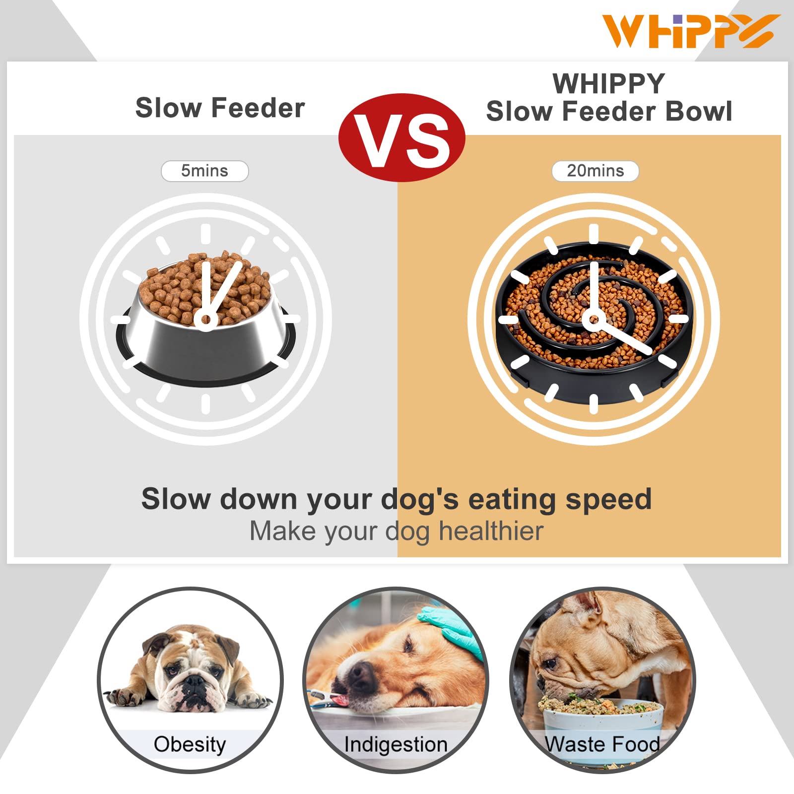 WHIPPY Slow Feeder Bowl for Small Medium Dog Fun Maze Feeder Dog Food Water Bowl Anti-Slip Puzzle Bowl No Chocking Healthy Interactive Bloat Stop Dog Bowl Dish,Medium,Black