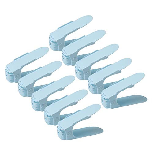 ESAAH 10 Pack Adjustable Shoe Slots Organizer, Shoe Holders Rack Shoe Racks Space Saver for Closet Organization,Blue (Color : Blue)