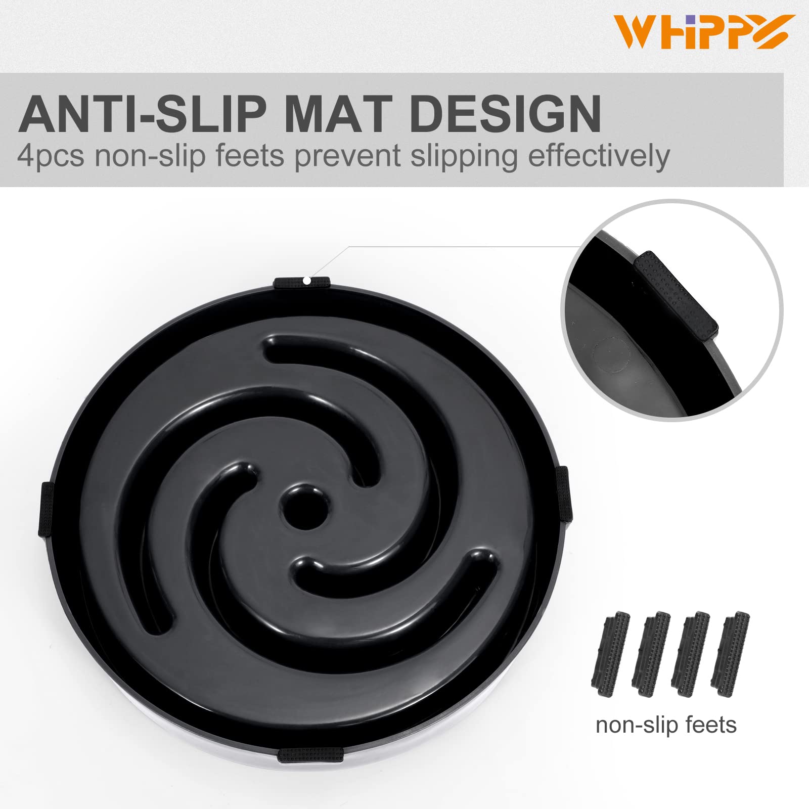 WHIPPY Slow Feeder Bowl for Small Medium Dog Fun Maze Feeder Dog Food Water Bowl Anti-Slip Puzzle Bowl No Chocking Healthy Interactive Bloat Stop Dog Bowl Dish,Medium,Black