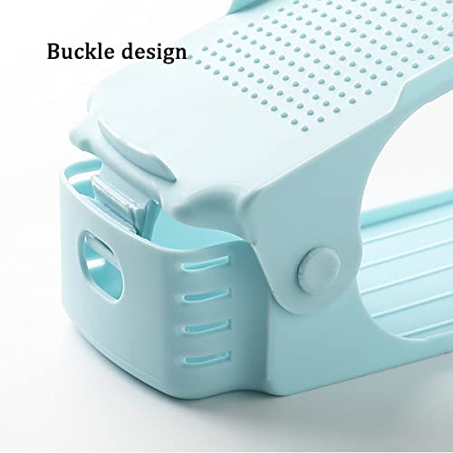 ESAAH 10 Pack Adjustable Shoe Slots Organizer, Shoe Holders Rack Shoe Racks Space Saver for Closet Organization,Blue (Color : Blue)