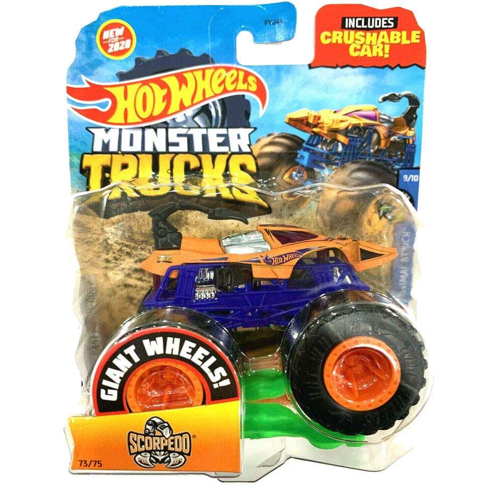 Hot Wheels Monster Trucks Scorpedo, [Orange] Includes Crushable car 73/75 1:64 Scale