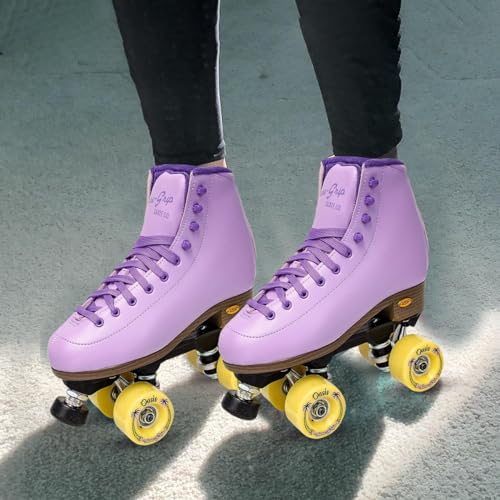 Sure-Grip Oasis Outdoor Roller Skates for Men & Women | High Rebound Soft 57mm 82A Urethane Wheels & ABEC 3 Bearings | Nylon Sole with Strong Trucks - Lace Up Facility - Made in USA (Lavender Color)