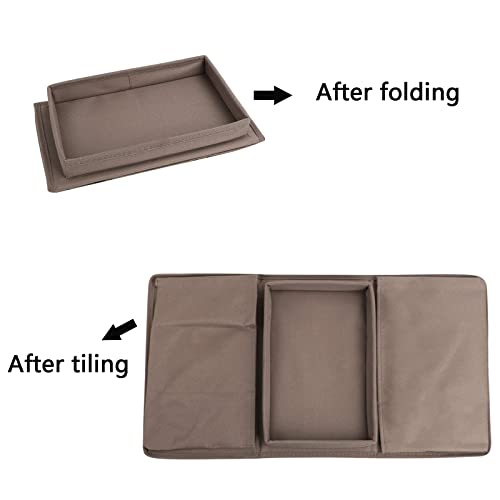 Sofa Armrest Organizer with Cup Holder, Non-Slip Armchair Caddy TV Remote Control Holder Sofa Tray Armchairs Table Storage Bag with 4 Pockets for Cellphone Tablet Book Drinks(11.8 x 7.1x 7.1 inch)