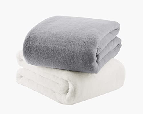 Gravity Blanket Weighted Blanket, Faux Fur Rabbit Blanket, 10 lbs Grey 48" x 66", The Original Weighted Blanket for Sleep, Breathable Throw Blanket