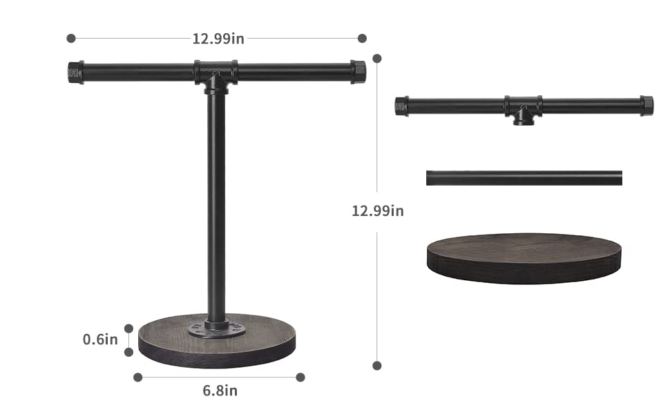 Hand Towel Stand with Wood Base,Industrial Pipe Towel Holder Heavy Duty Countertop Free Standing Towel Rack for Farmhouse Bathroom Kitchen