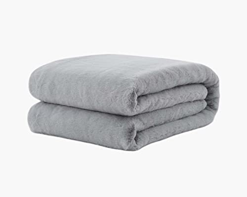 Gravity Blanket Weighted Blanket, Faux Fur Rabbit Blanket, 10 lbs Grey 48" x 66", The Original Weighted Blanket for Sleep, Breathable Throw Blanket