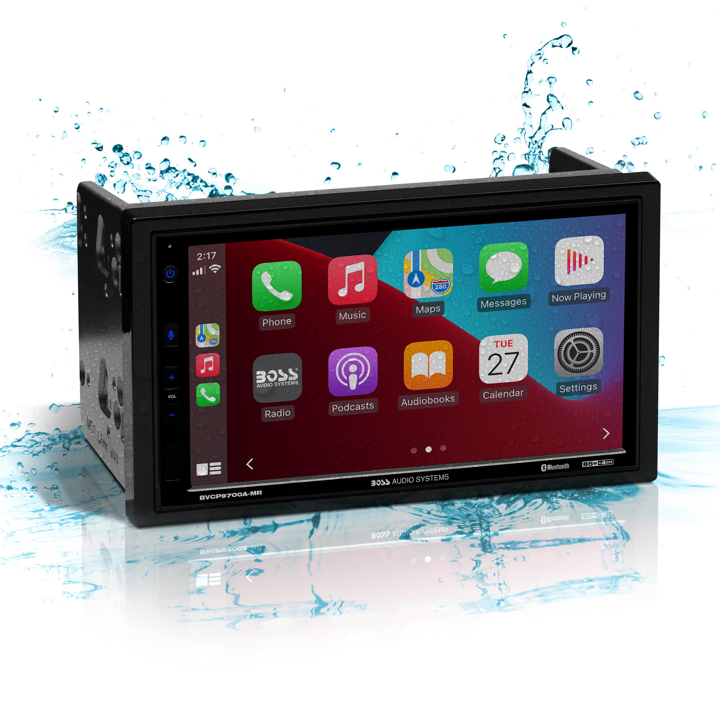 BOSS Audio Systems BVCP9700A-MR Marine Boat Stereo Sound System - Apple CarPlay, Android Auto, 7 Inch Double Din Touchscreen, Bluetooth Audio and Calling Head Unit, Radio Receiver, No CD Player