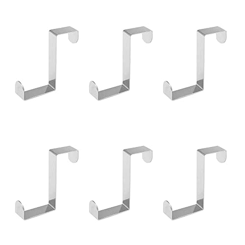 6 Pieces Stainless Steel Single Hook Baseball Caps Rack for Door Mounted Waterproof Stick on Hooks Strong & Durable Towel Rack Organizer Holder Racks