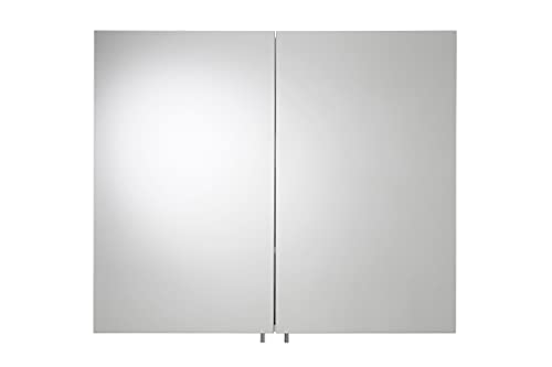 Croydex Dawley Double Door, Surface Mount Flexi-Fix Easy Hanging System Medicine Cabinet, 31.5 in (W) x 26 in (H), White Steel