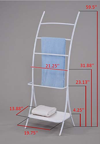 Kings Brand Furniture - 5-Tier Freestanding Metal Towel Rack with Storage Shelf, White