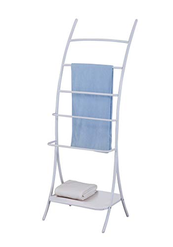 Kings Brand Furniture - 5-Tier Freestanding Metal Towel Rack with Storage Shelf, White