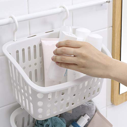 *m·kvfa* Plastic Hanging Shower Basket With Hook For Bathroom Kitchen, Pantry, Bathroom, Dorm Room, Office Storage Holder (A)