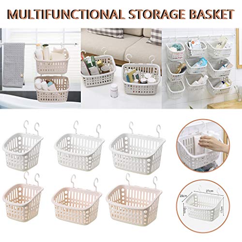 *m·kvfa* Plastic Hanging Shower Basket With Hook For Bathroom Kitchen, Pantry, Bathroom, Dorm Room, Office Storage Holder (A)