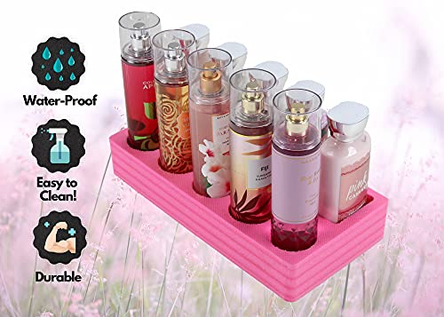 Polar Whale 2 Lotion and Body Spray Stand Organizers Tray Pink Durable Foam Washable Waterproof Insert for Home Bathroom Bedroom Office 12 x 6 x 2 Inches 10 Slots 2pc Pair Set