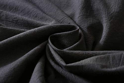 F.Y.Dreams 100% Washed Cotton Duvet Cover for Weighted Blanket 60x80 inches with 8 Ties, Zipper on Long Side/Black Grey/Just Duvet Cover