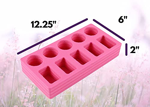 Polar Whale 2 Lotion and Body Spray Stand Organizers Tray Pink Durable Foam Washable Waterproof Insert for Home Bathroom Bedroom Office 12 x 6 x 2 Inches 10 Slots 2pc Pair Set