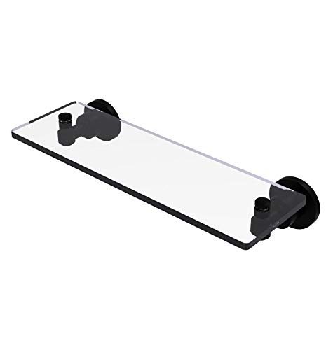 Allied Brass WS-1/16 Washing Square Collection 16 Inch Vanity Beveled Edges Glass Shelf, Matte Black