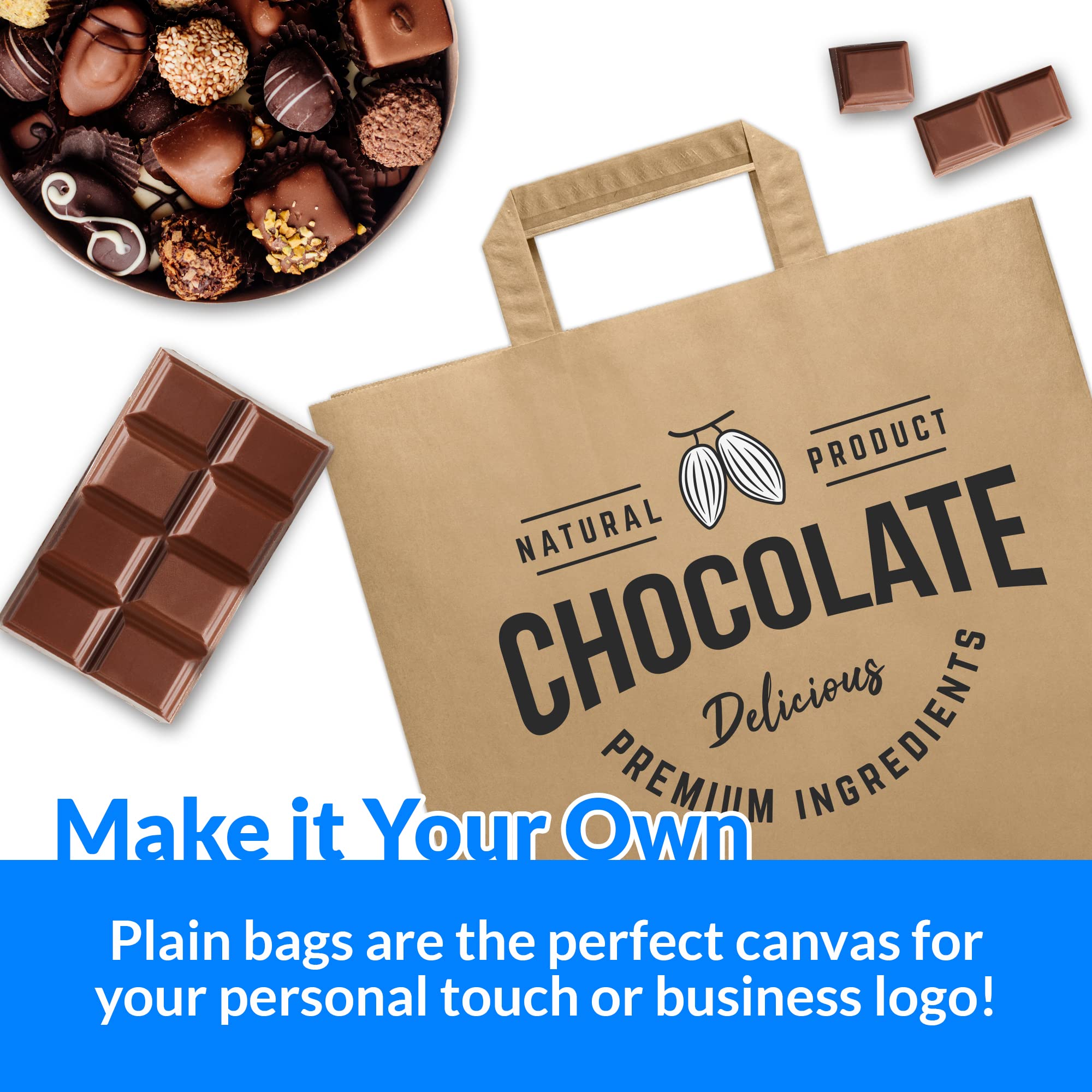 Reli. Paper Grocery Bags with Handles | 55 Pcs Bulk | 12"x7"x17" | Kraft Brown Paper Bags, Large | Use for Grocery, Take-Out, Restaurant, Retail, Shopping