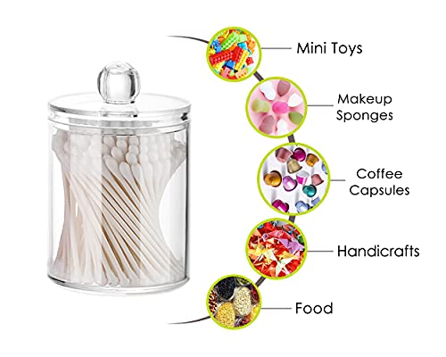 DS. DISTINCTIVE STYLE Bathroom Organizer Cotton Ball Holder Clear Canisters Acrylic Apothecary Jars with Lids (10oz&10oz)