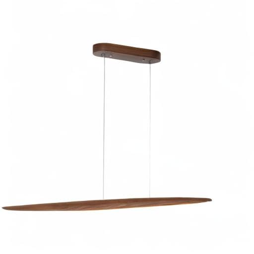 YISDESIGN Wood Linear Pendant Hanging Light Fixture Minimalist Light Linear Chandelier Wood Kitchen Island Lighting 40w Dimmable for Dining Room Dining Table Living Room Pool Table Walnut Color