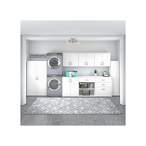 Bush Business Furniture Universal Laundry Room Storage Cabinet with Doors and Shelves in White