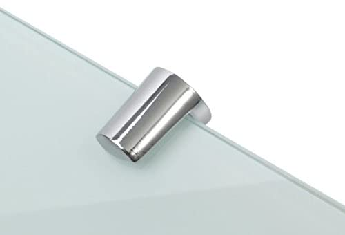 BSM Marketing 300mm (12" Approx) by 100mm White 6mm Thick toughened Safety Glass Shelf with Curved Edges and Chrome Shelf Supports